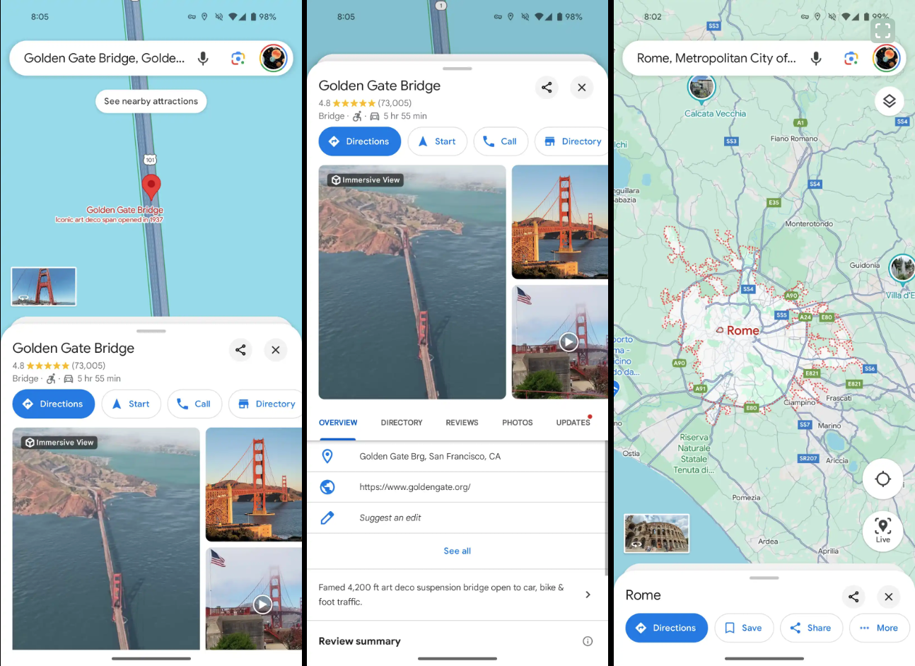 This is what the new design of Google Maps looks like
