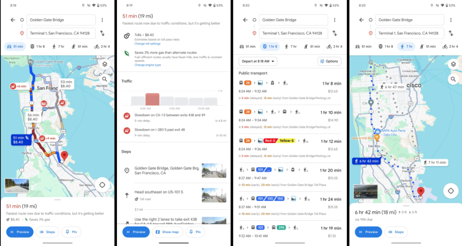 This is what the new design of Google Maps looks like