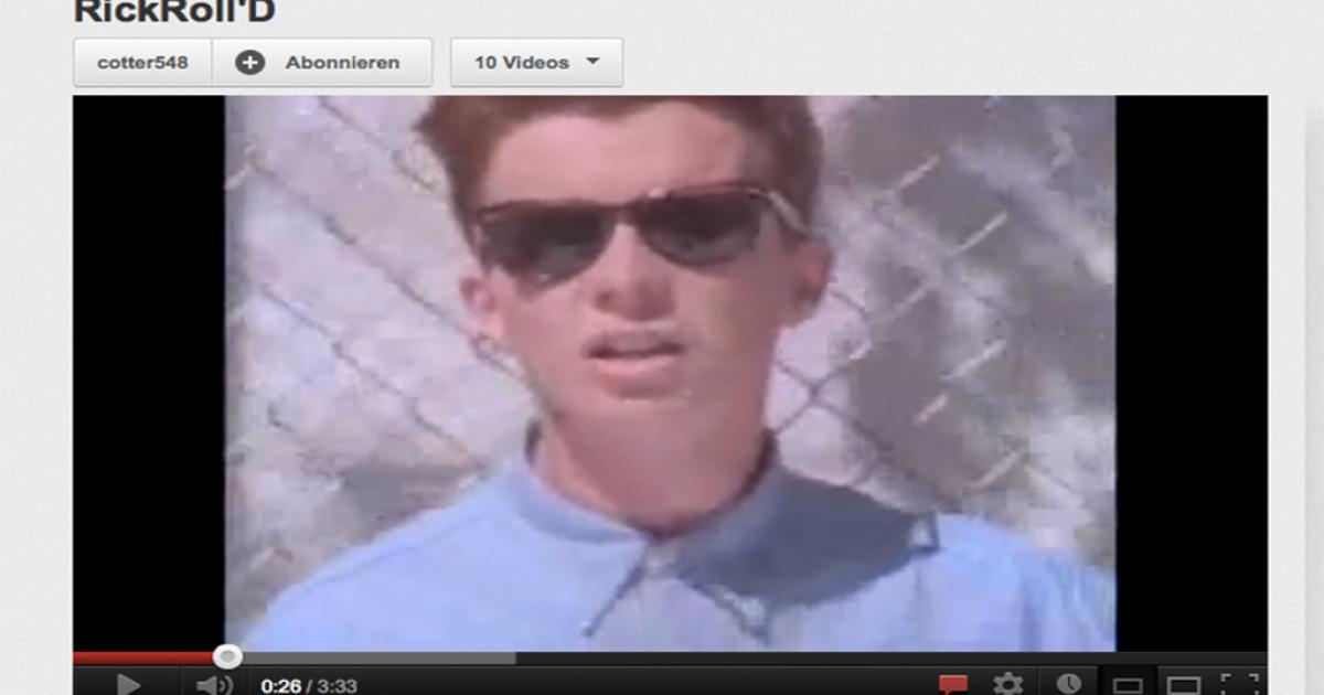 YouTube: "Rickrolling"-Video kurz offline